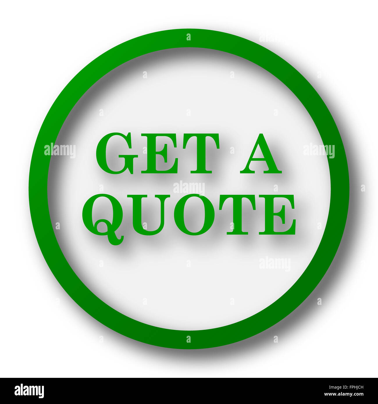 Get a quote icon. Internet button on white background Stock Photo - Alamy