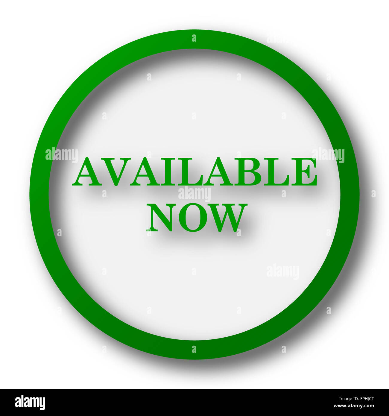 Available now icon. Internet button on white background Stock Photo - Alamy