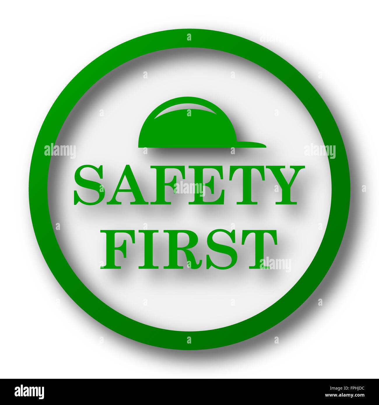 Safety first icon. Internet button on white background Stock Photo - Alamy