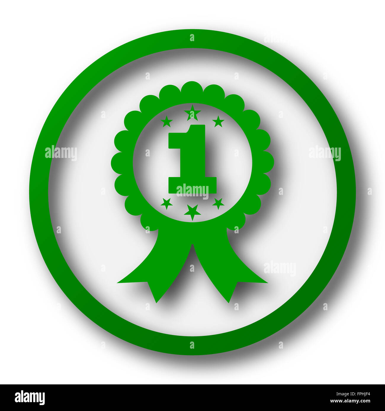 First prize ribbon icon. Internet button on white background Stock ...