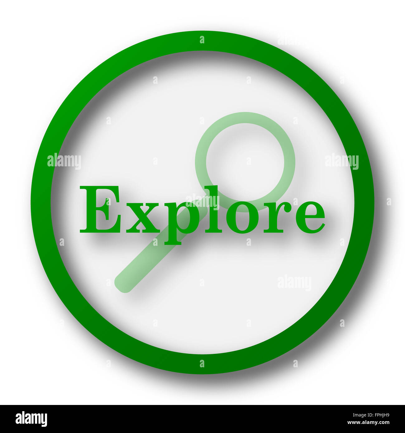 Explore icon. Internet button on white background Stock Photo - Alamy