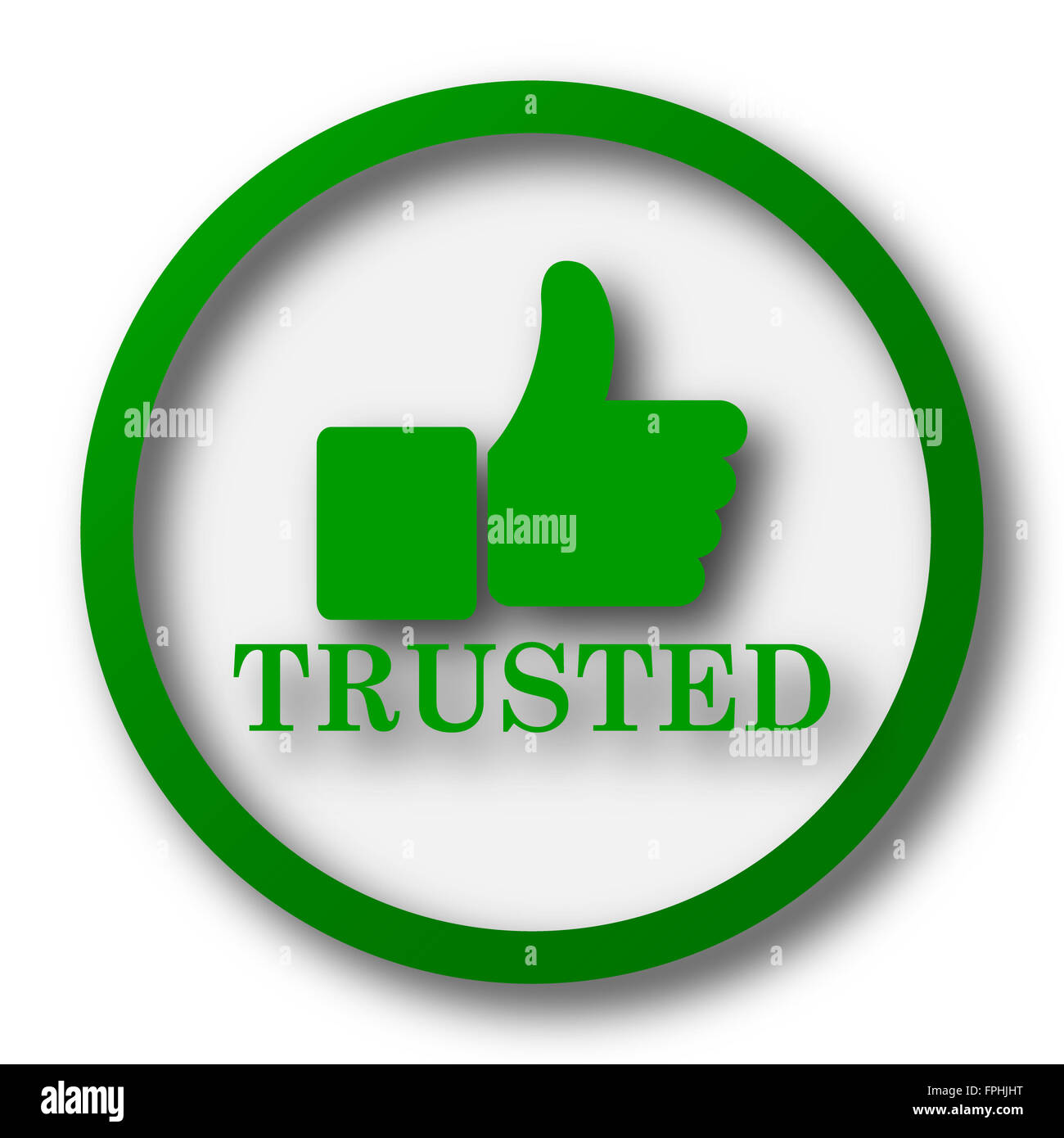 Trusted icon. Internet button on white background Stock Photo - Alamy