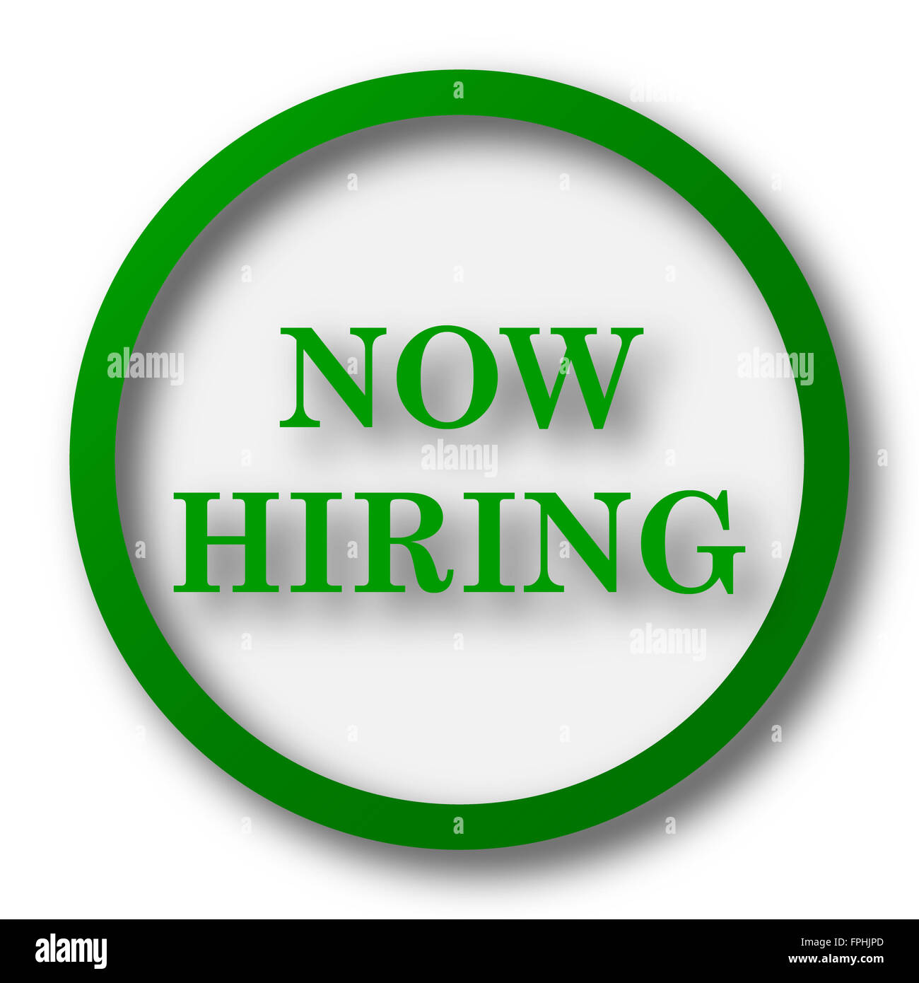 Now hiring icon. Internet button on white background Stock Photo - Alamy