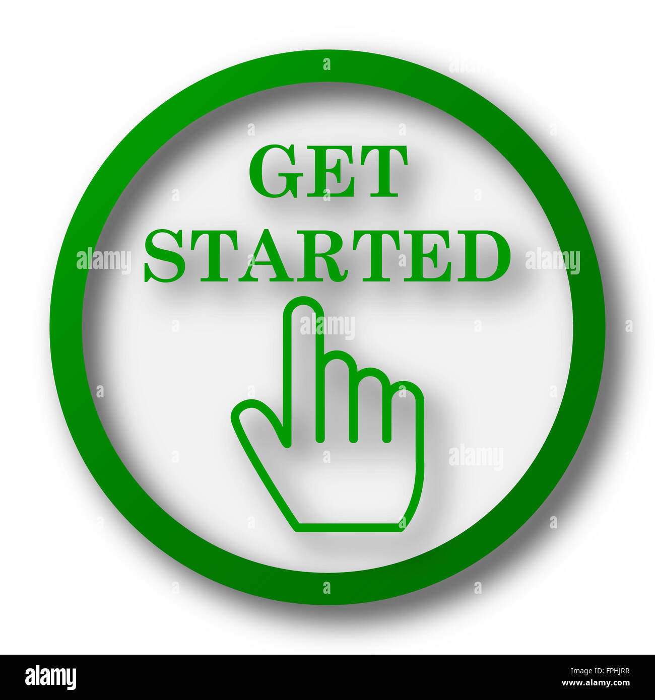 Get started icon. Internet button on white background Stock Photo - Alamy