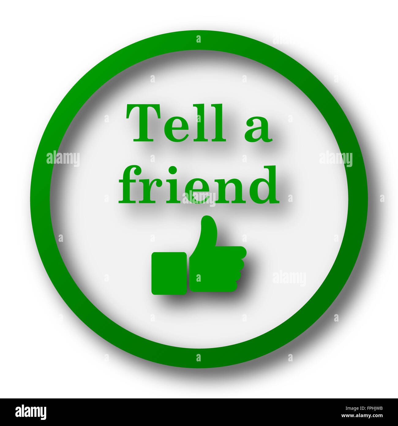 Tell a friend icon. Internet button on white background Stock Photo - Alamy