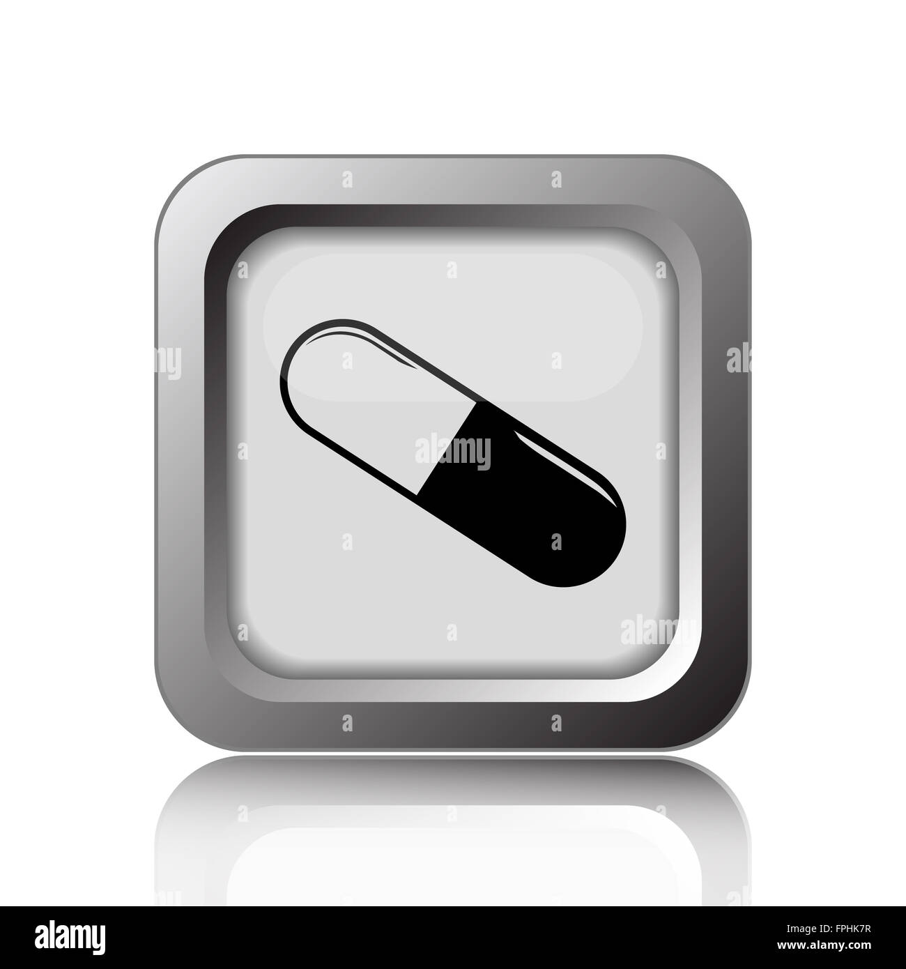 Pill icon. Internet button on white background Stock Photo - Alamy