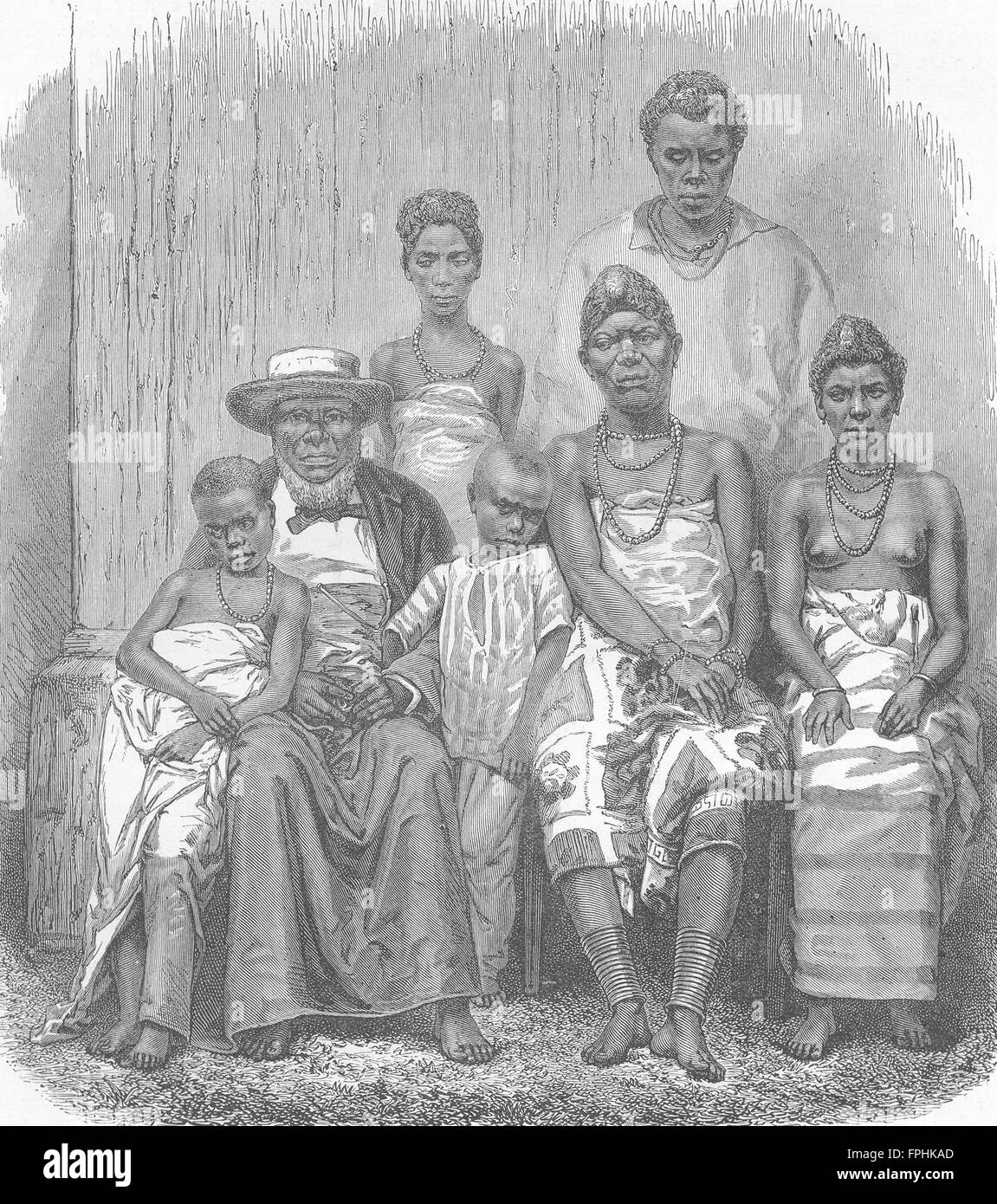 GABON: Chief Kringer & his family, antique print 1880 Stock Photo - Alamy