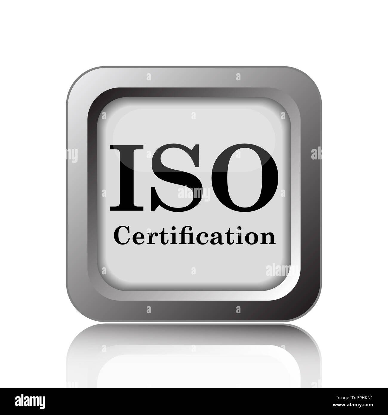 ISO certification icon. Internet button on white background Stock Photo ...