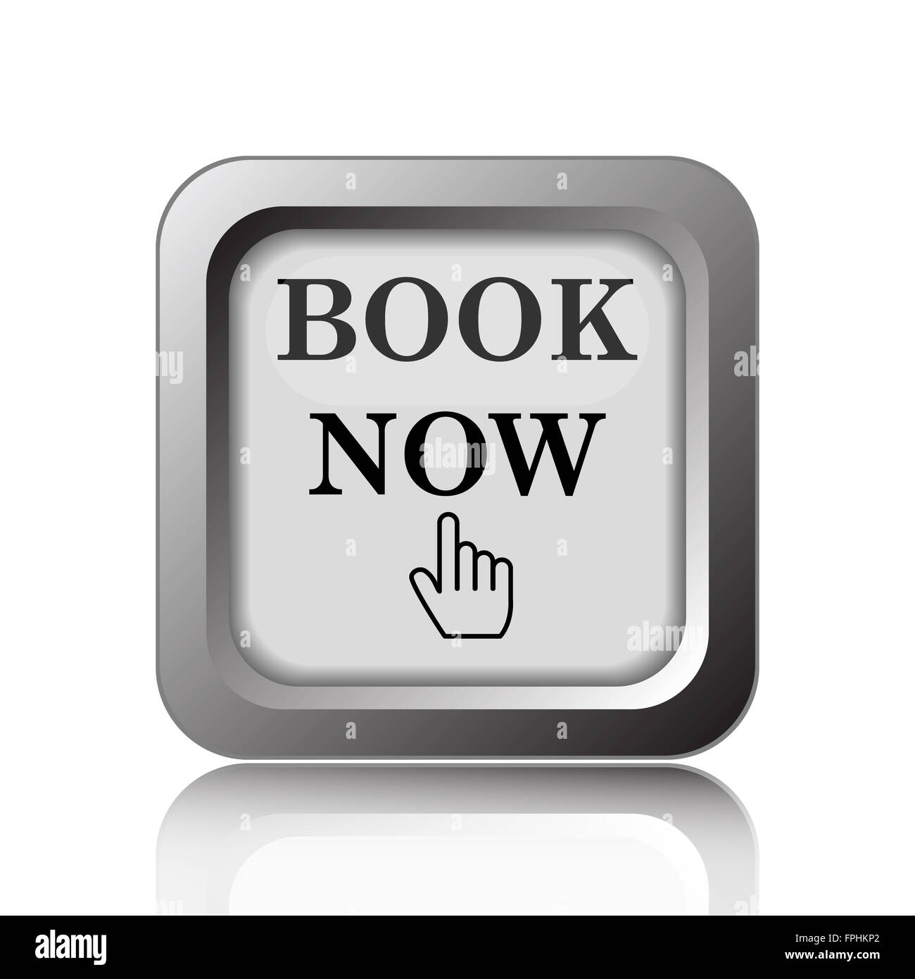 Book now icon. Internet button on white background Stock Photo - Alamy