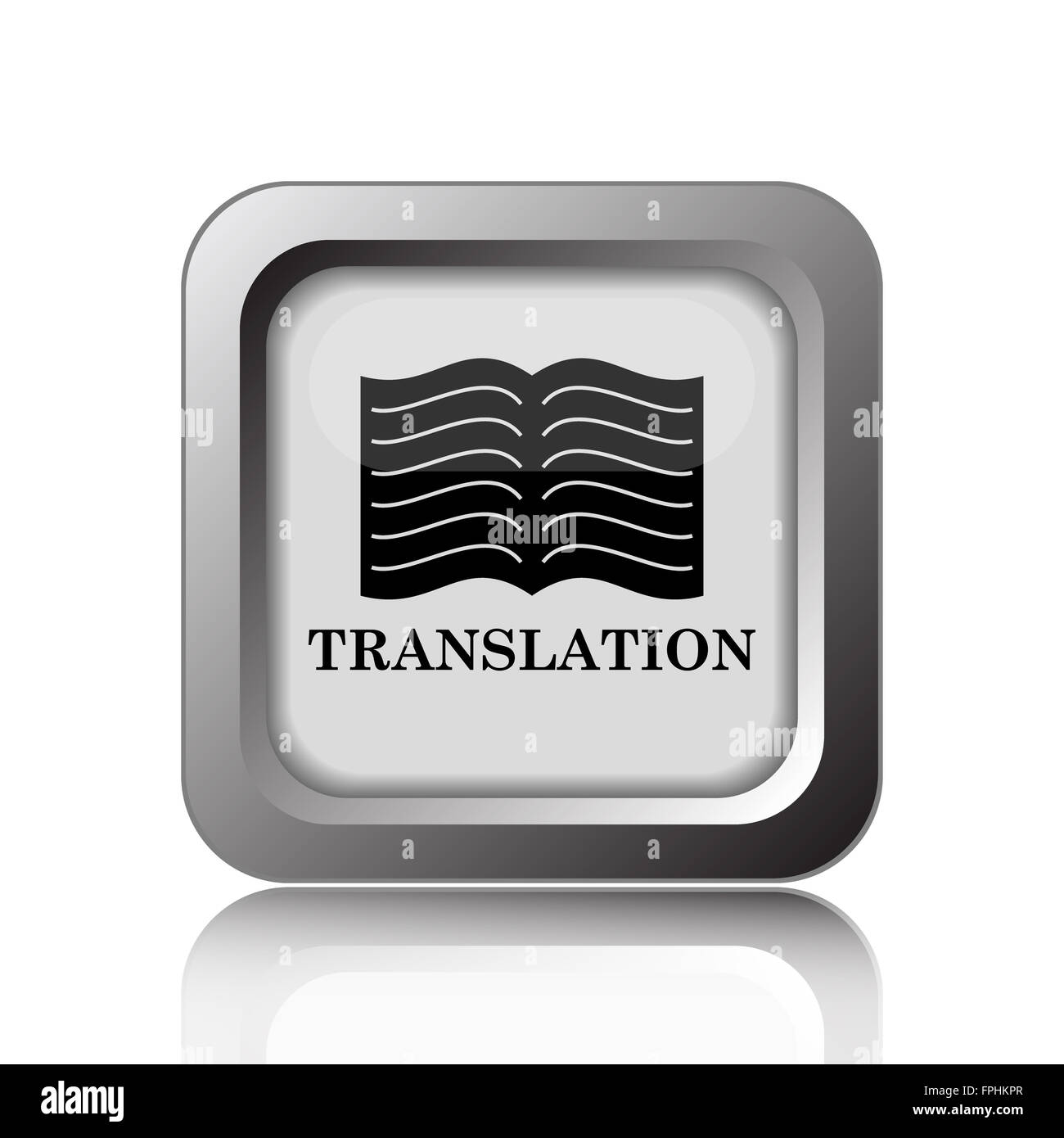 Translation book icon. Internet button on white background Stock Photo ...