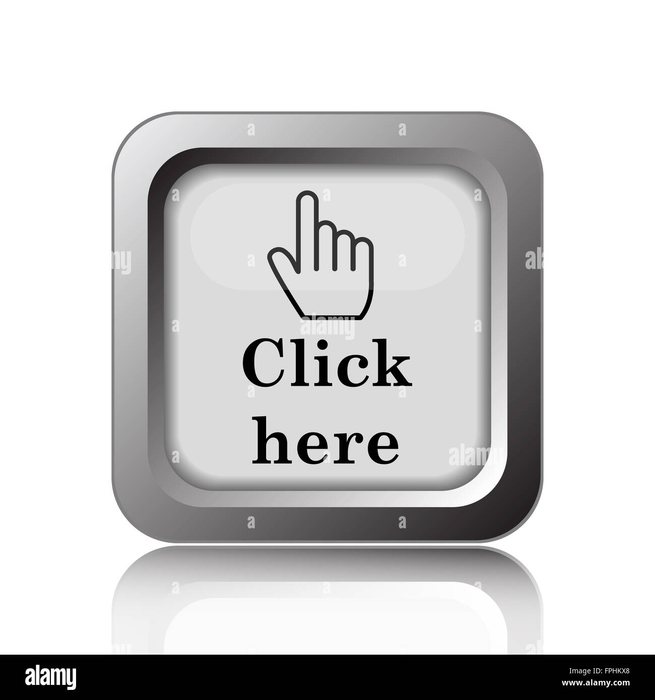 Click here icon. Internet button on white background Stock Photo - Alamy