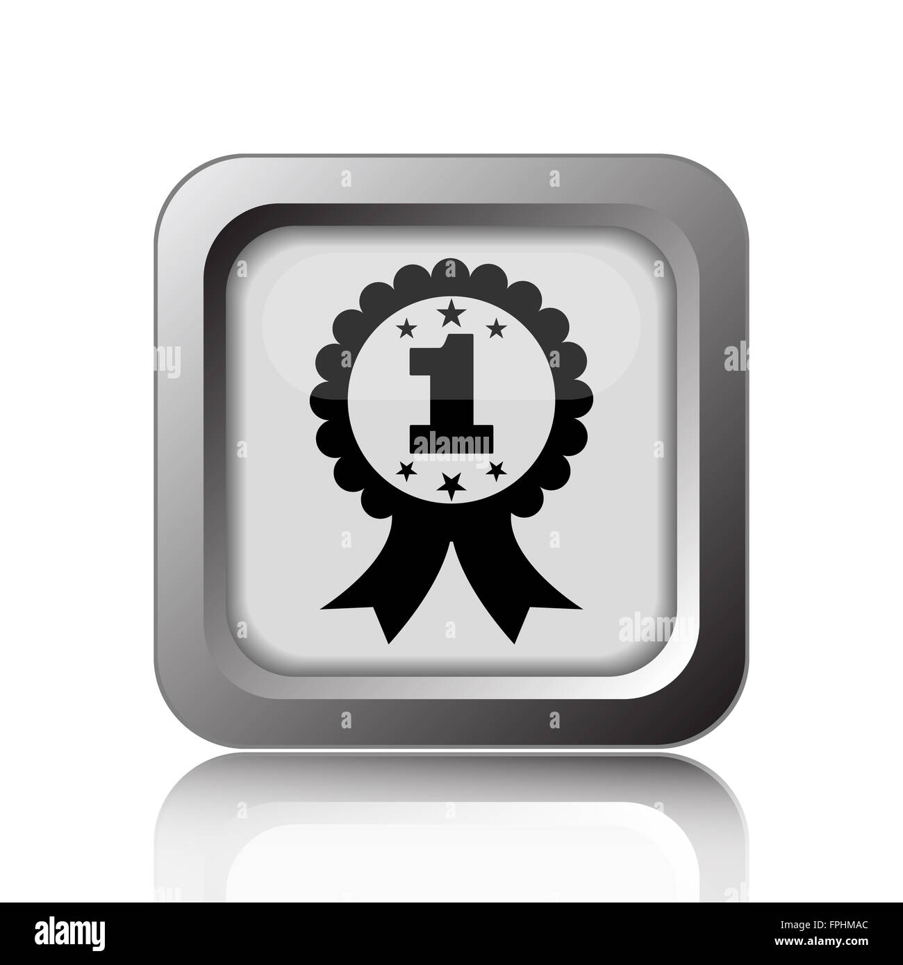 First prize ribbon icon. Internet button on white background Stock ...