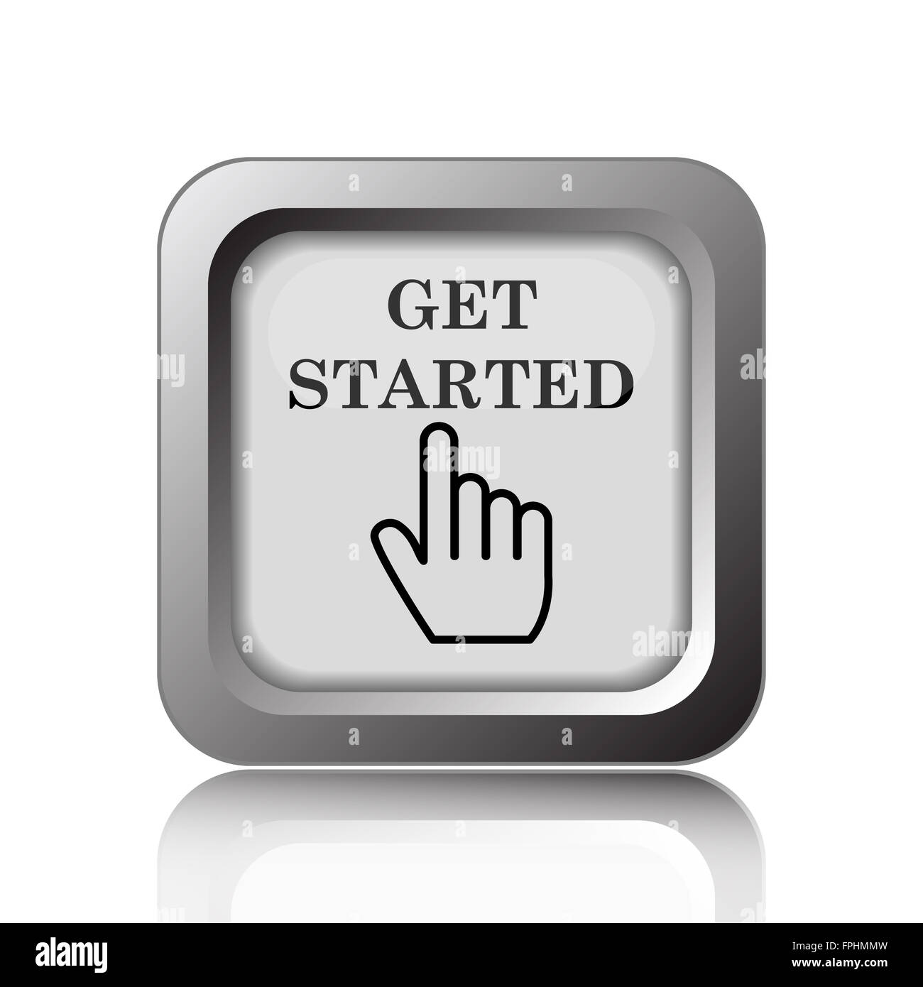 Get started icon. Internet button on white background Stock Photo - Alamy
