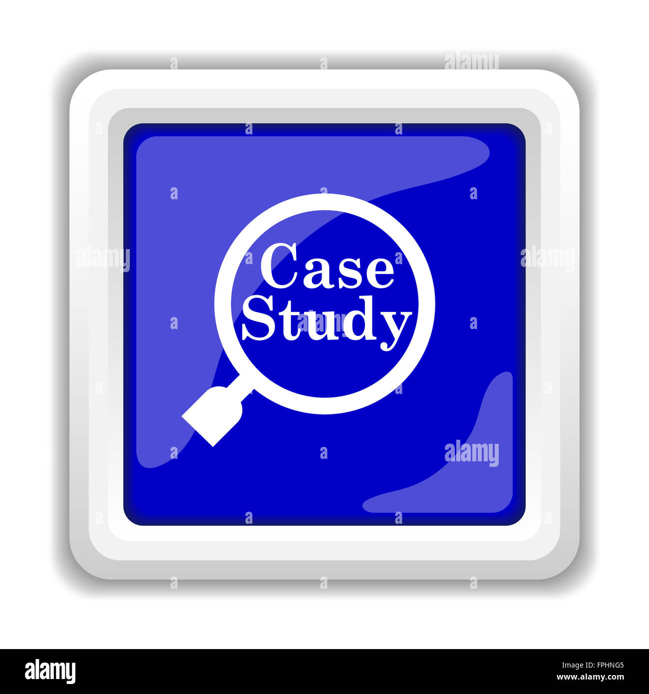 Case study icon. Internet button on white background Stock Photo - Alamy