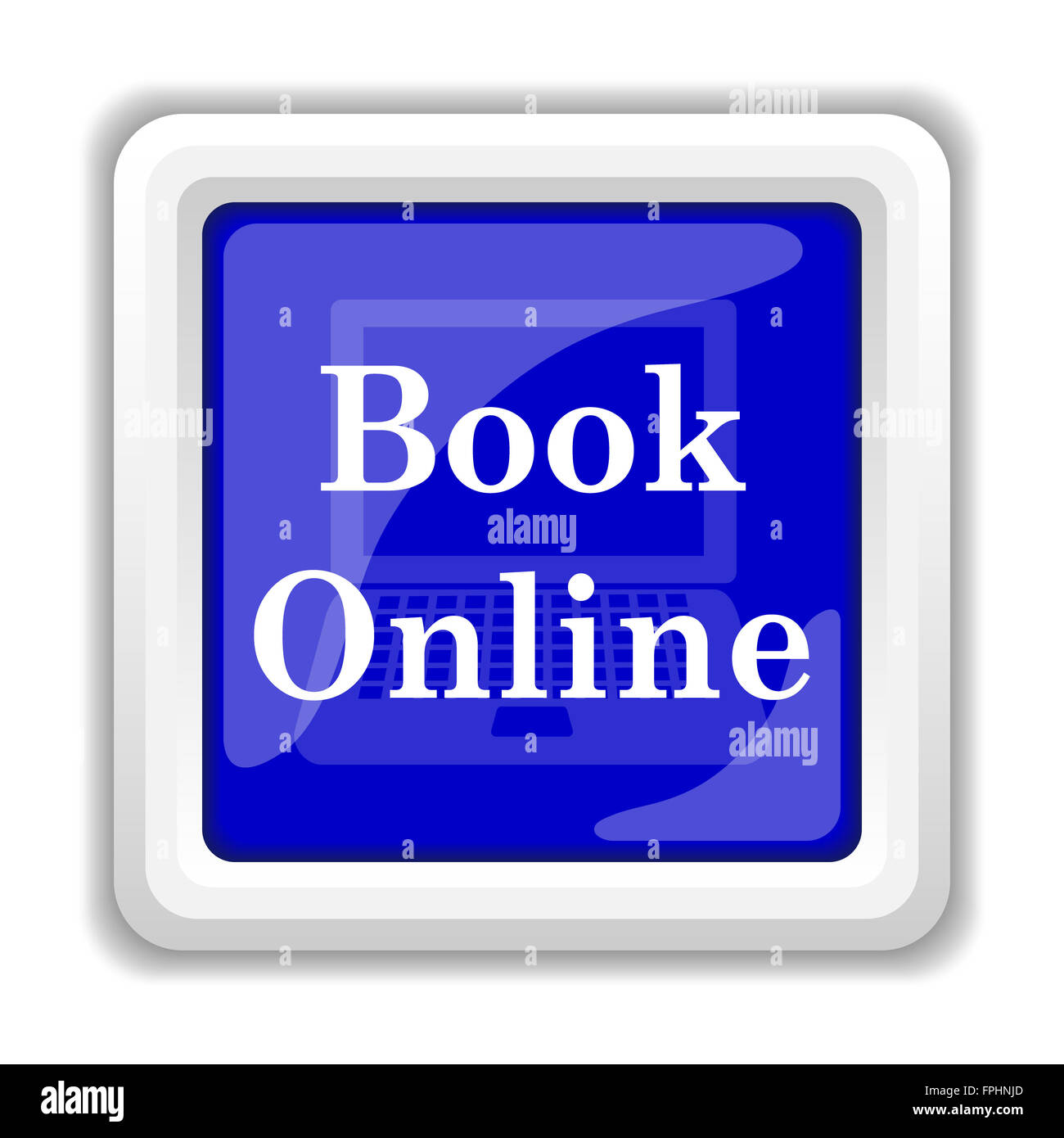 Book online icon. Internet button on white background Stock Photo - Alamy