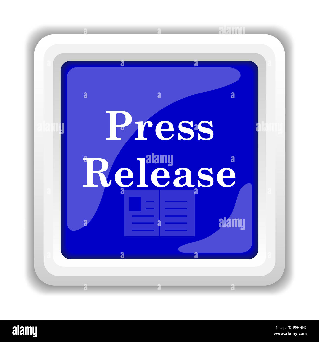 Press release icon. Internet button on white background Stock Photo - Alamy