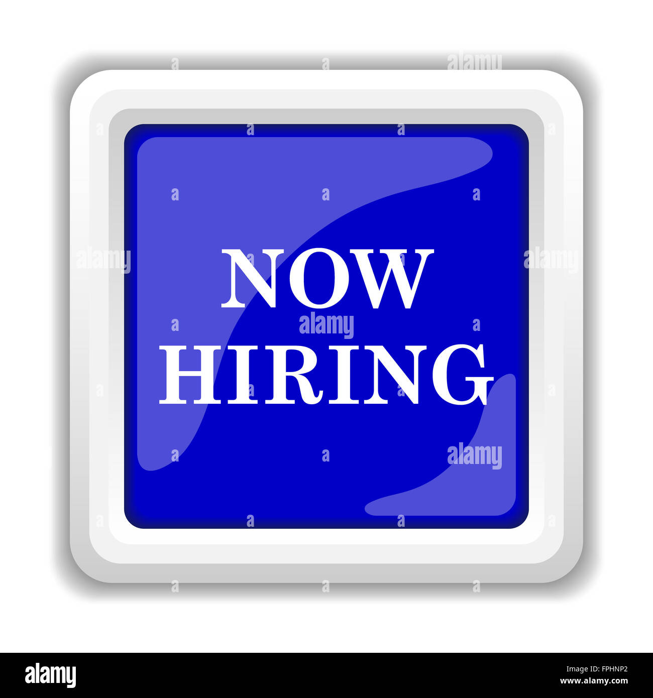 Now hiring icon. Internet button on white background Stock Photo - Alamy