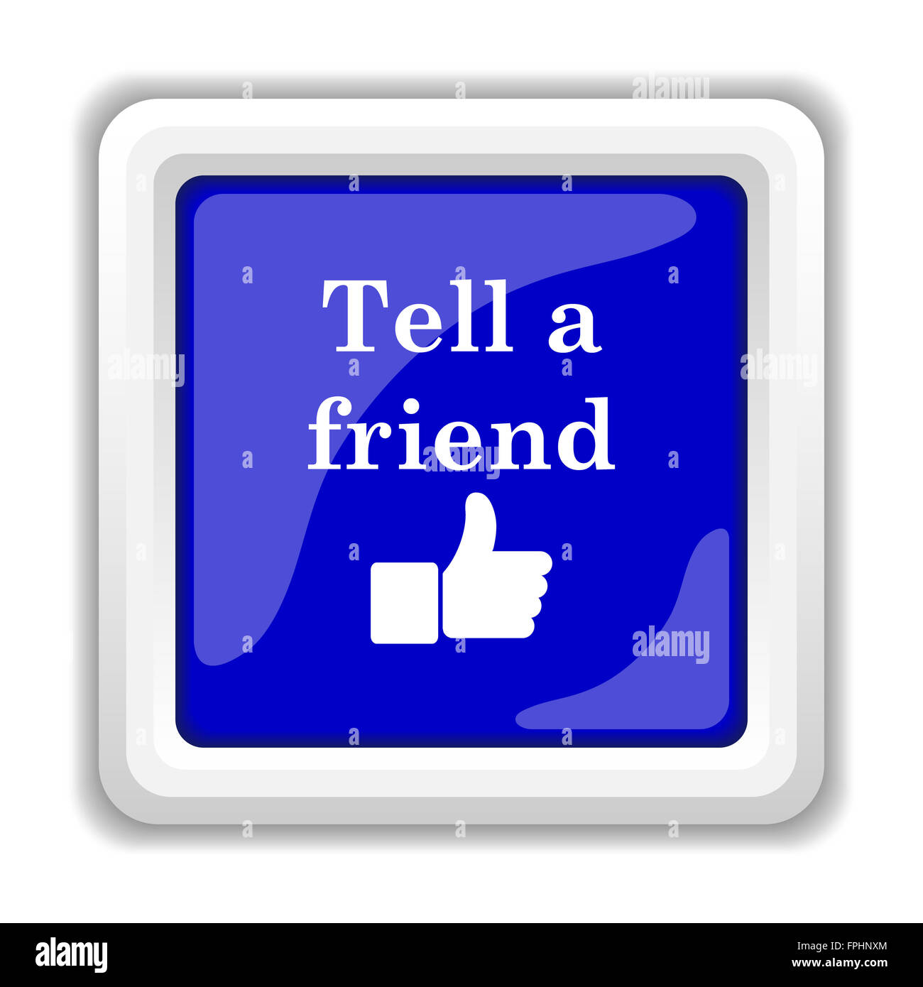 Tell a friend icon. Internet button on white background Stock Photo - Alamy