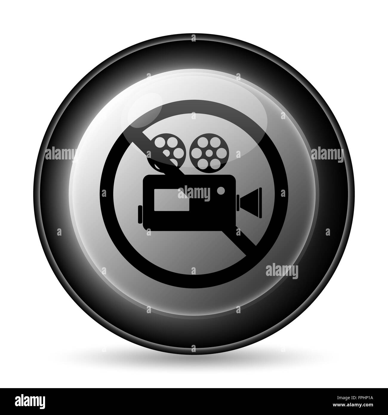 Forbidden video camera icon. Internet button on white background Stock ...