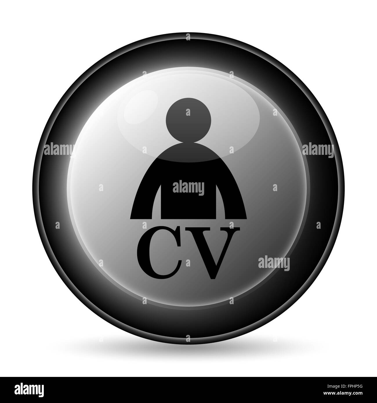 CV icon. Internet button on white background Stock Photo - Alamy