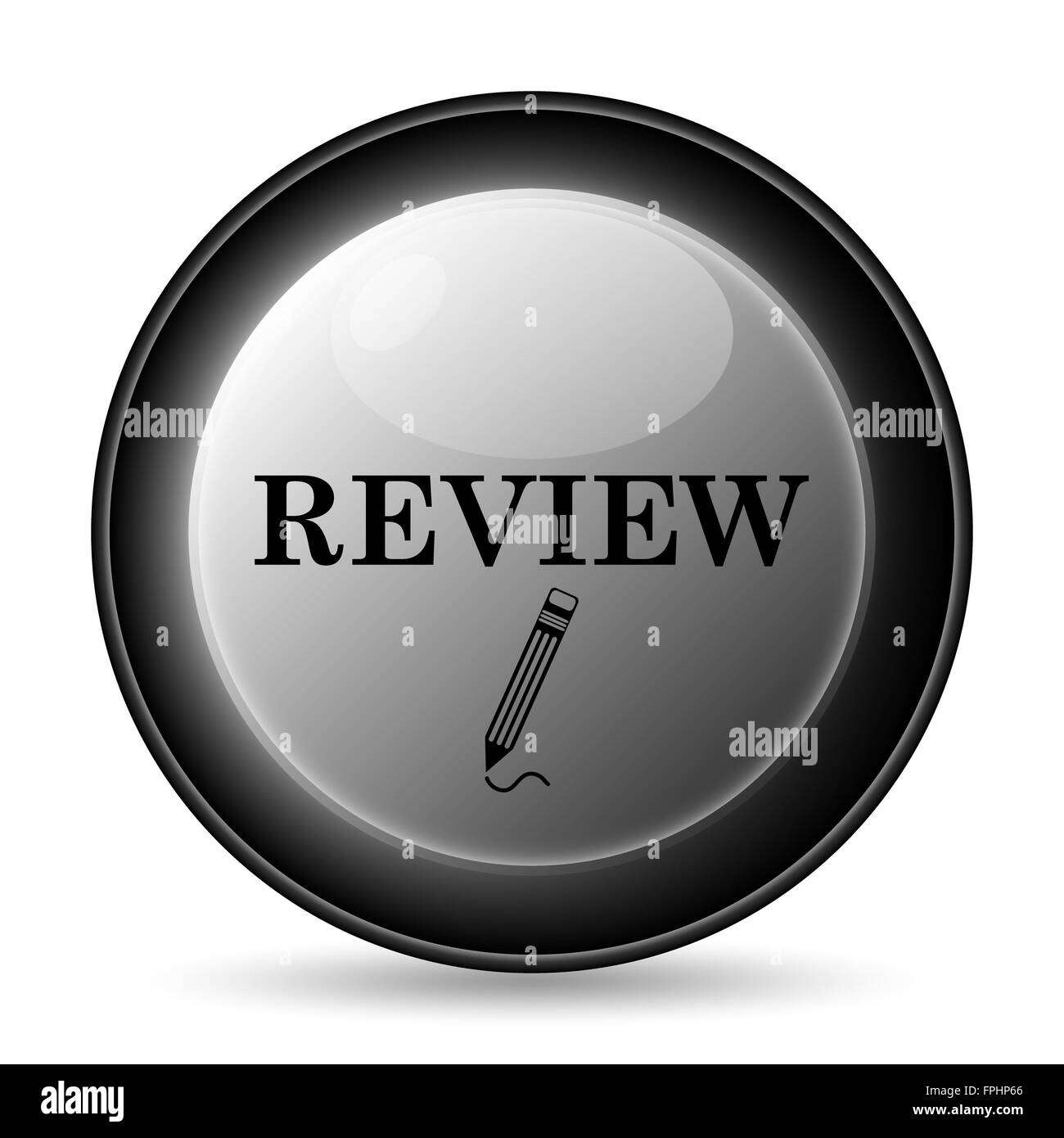 Review icon. Internet button on white background Stock Photo - Alamy