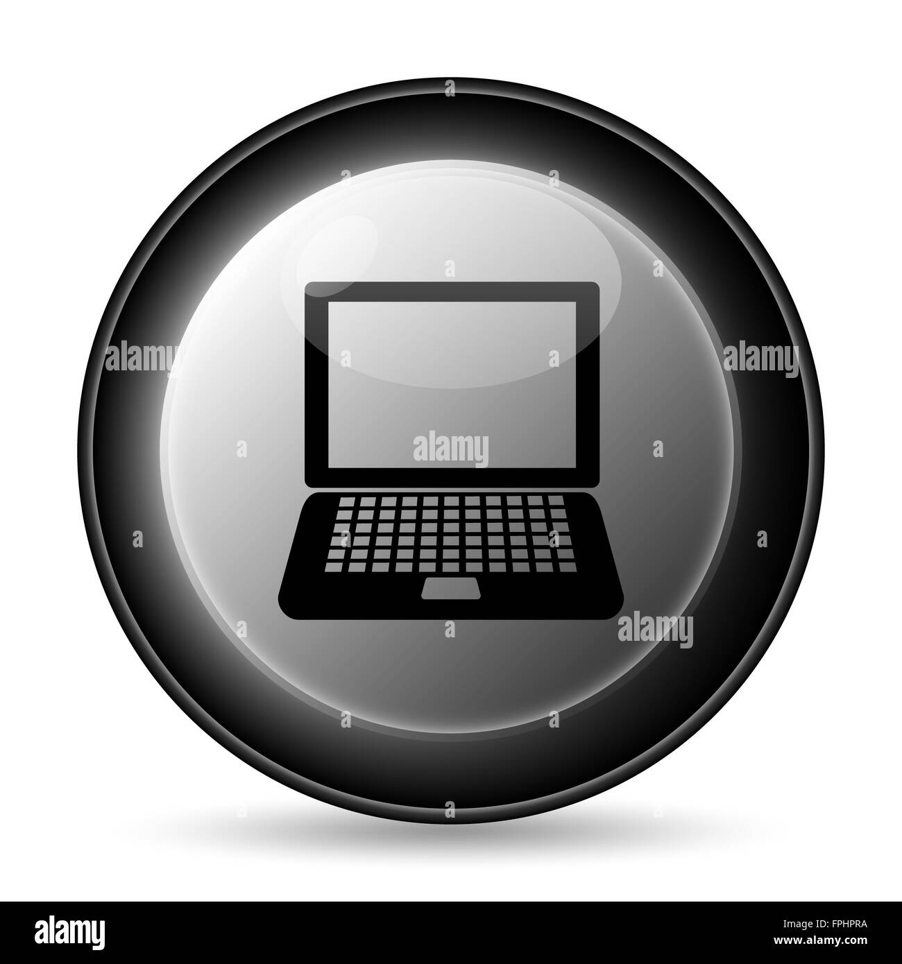 Laptop icon. Internet button on white background Stock Photo - Alamy