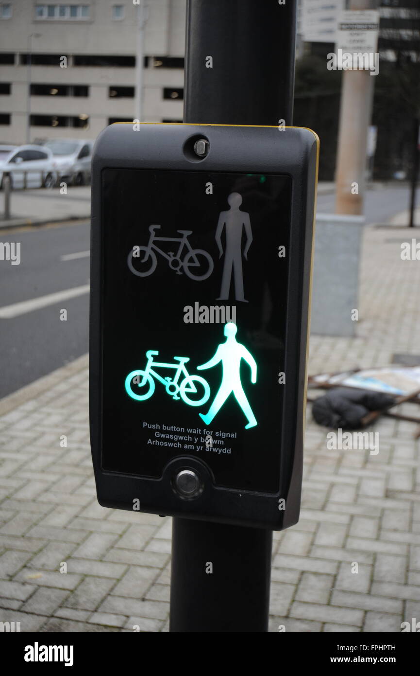 Green Man on Crossing Lights Stock Photo - Alamy