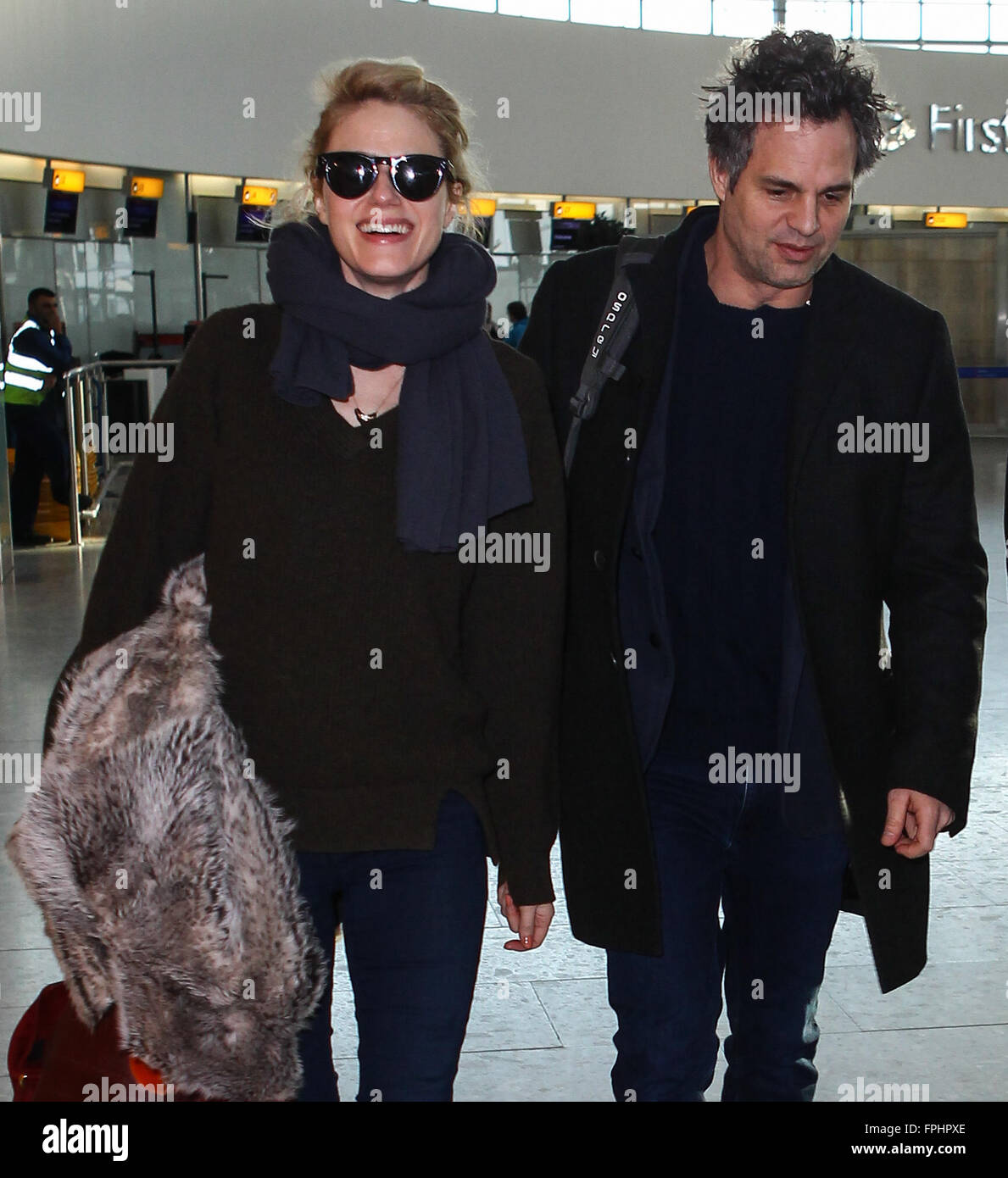 Mark Ruffalo and his wife Sunrise Coigney arrives at Heathrow Airport ...