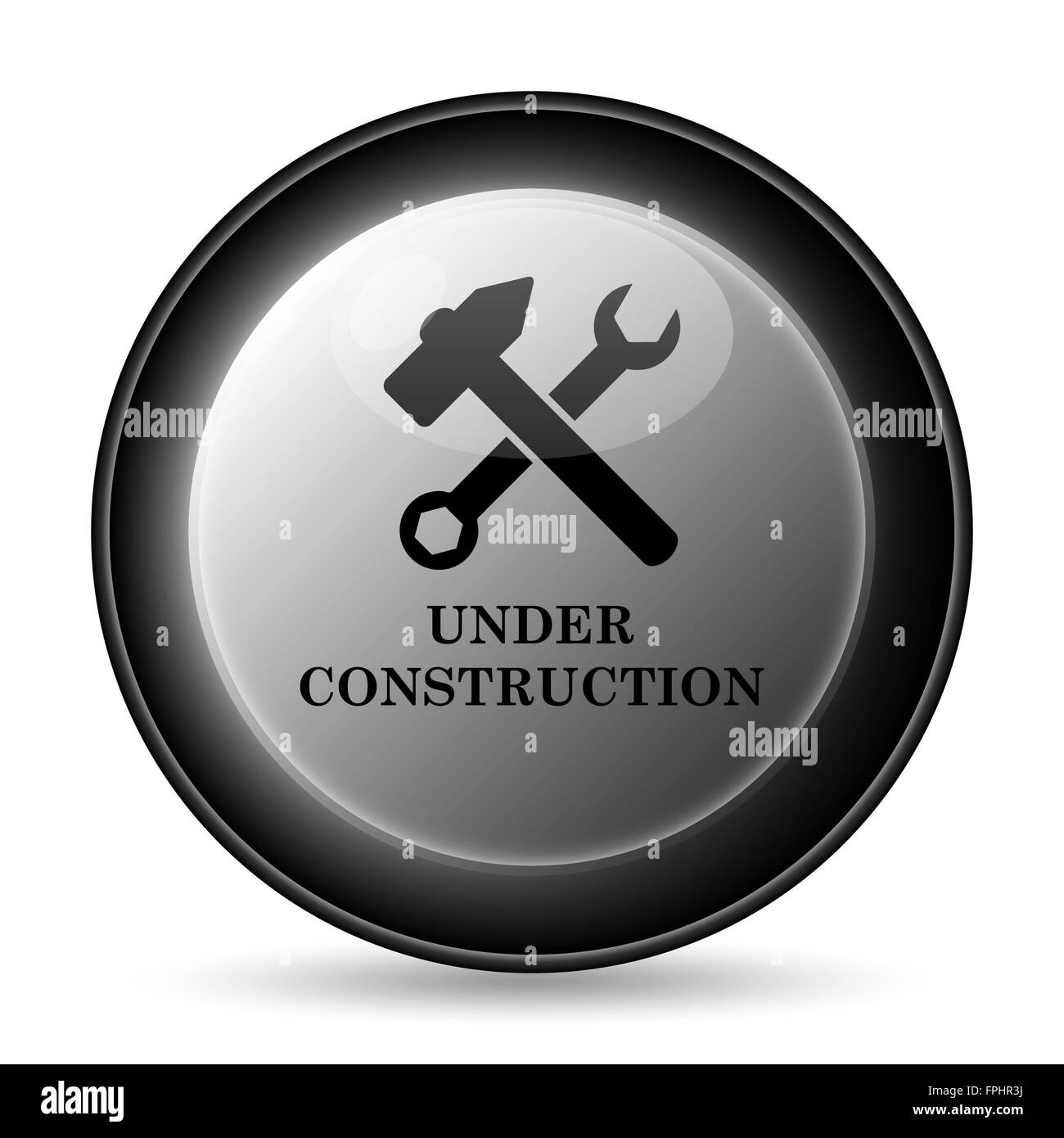 Under construction icon. Internet button on white background Stock ...