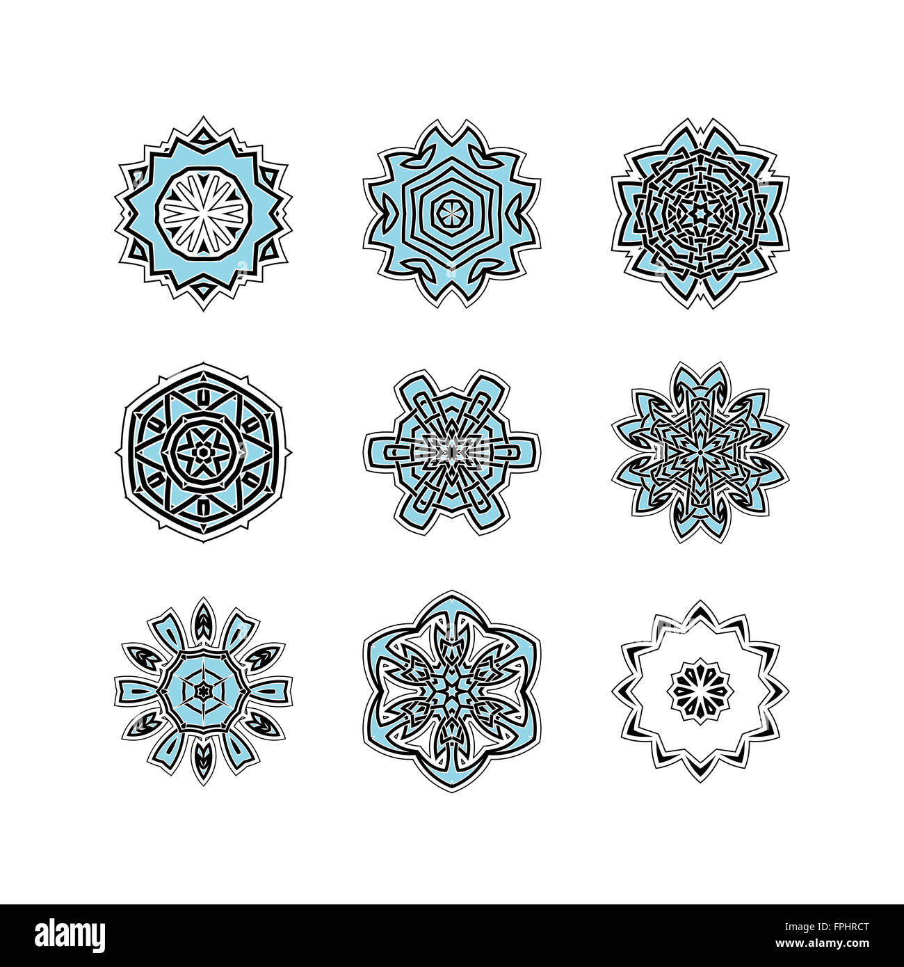 Set of ornate mandala symbols. Gothic lace tattoo. Celtic weave with ...