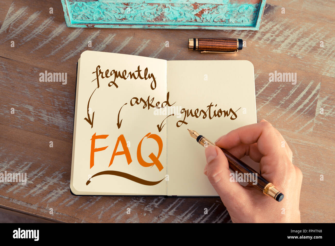 Handwritten text FAQ FREQUENTLY ASKED QUESTIONS, business success ...