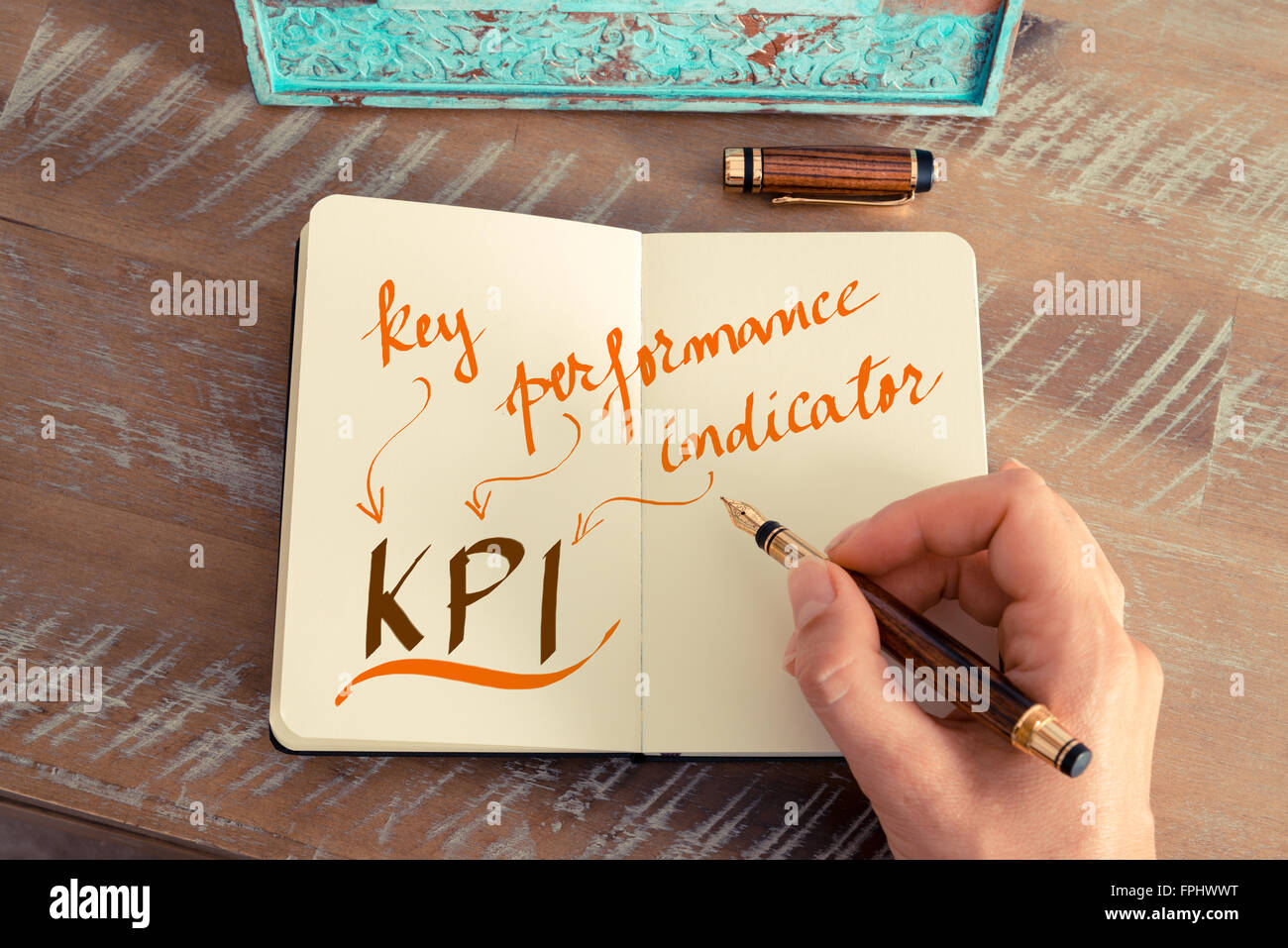 Handwritten text KPI KEY PERFORMANCE INDICATOR, business success ...