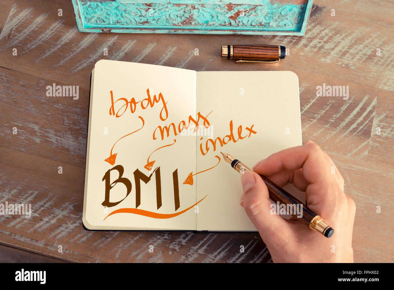 Handwritten text BMI BODY MASS INDEX, business success concept Stock ...