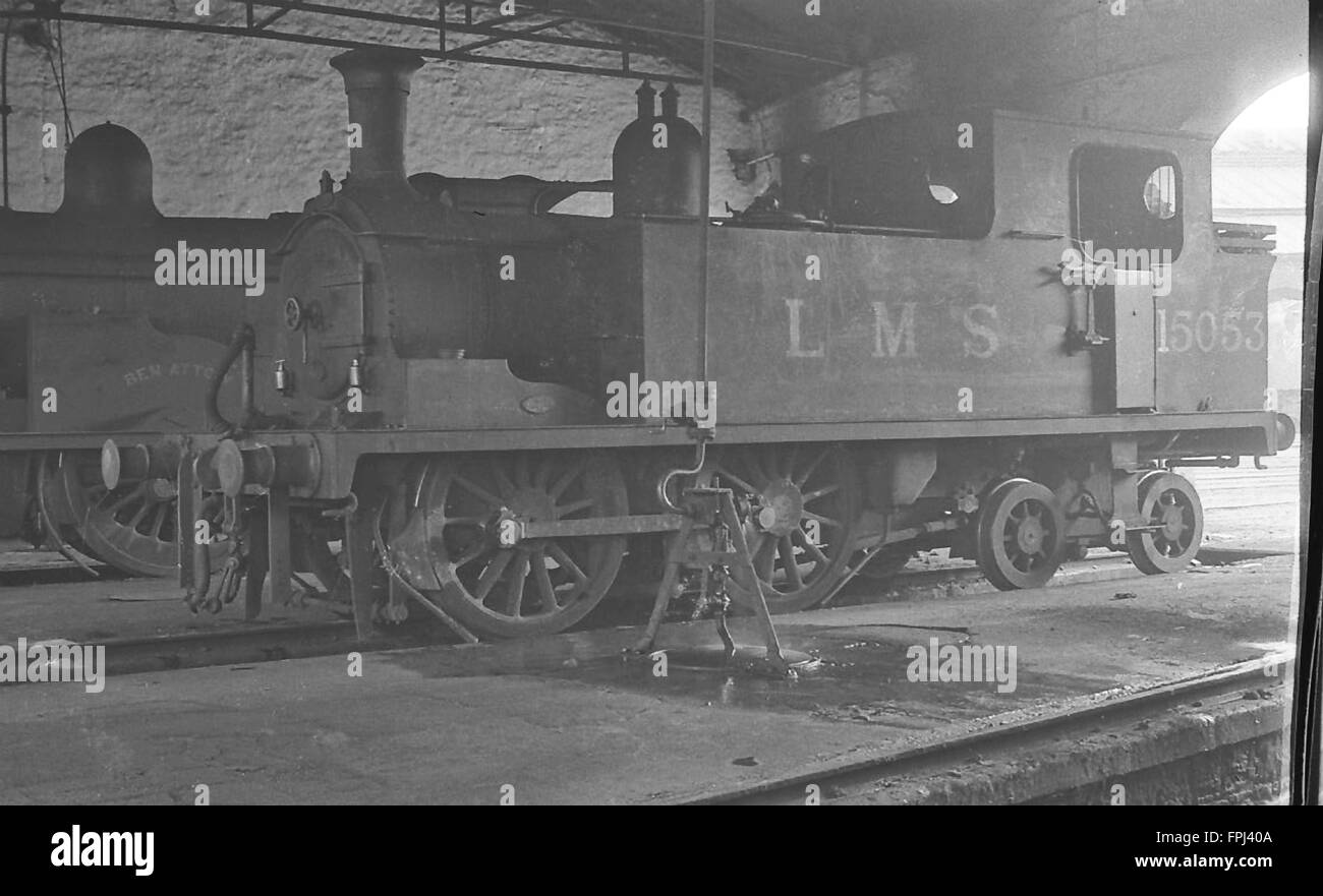 Highland railway Strathpeffer tank 0-4-4T 15053 in shed in LMS days ...