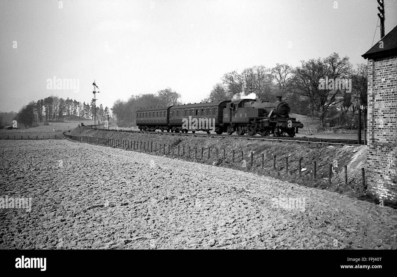 Stanier LMS 3P 2-6-2T No.188 on a local train in LMS days (Dawsholm ...