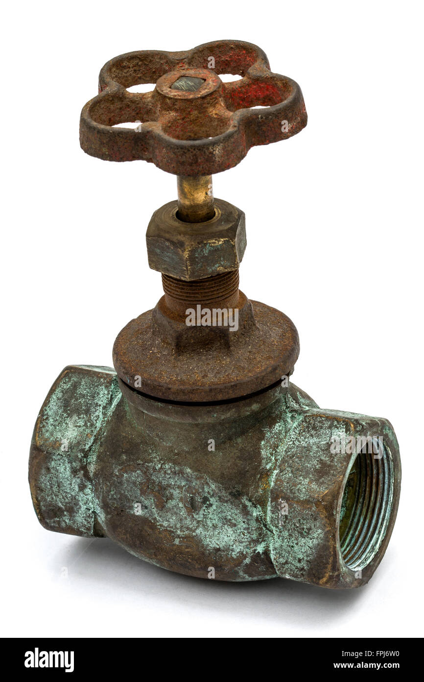 Old water valve, isolated on white background Stock Photo - Alamy