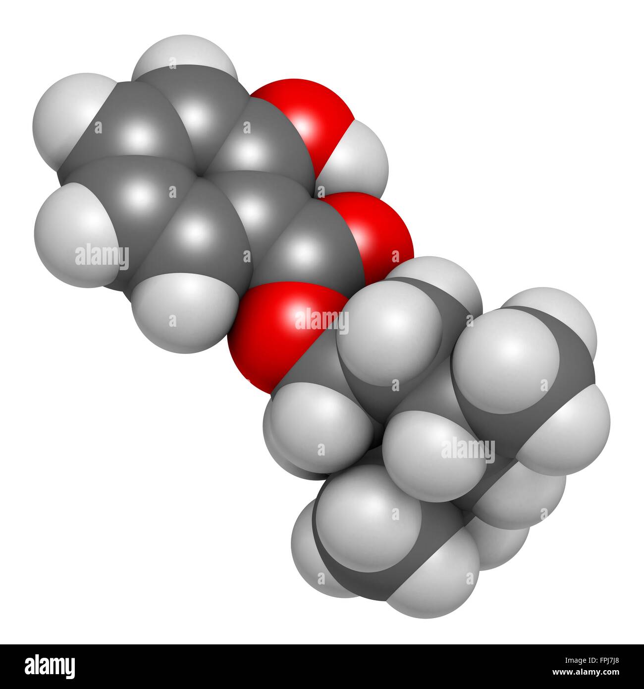 Homosalate sunscreen molecule (UV filter). Atoms are represented as ...