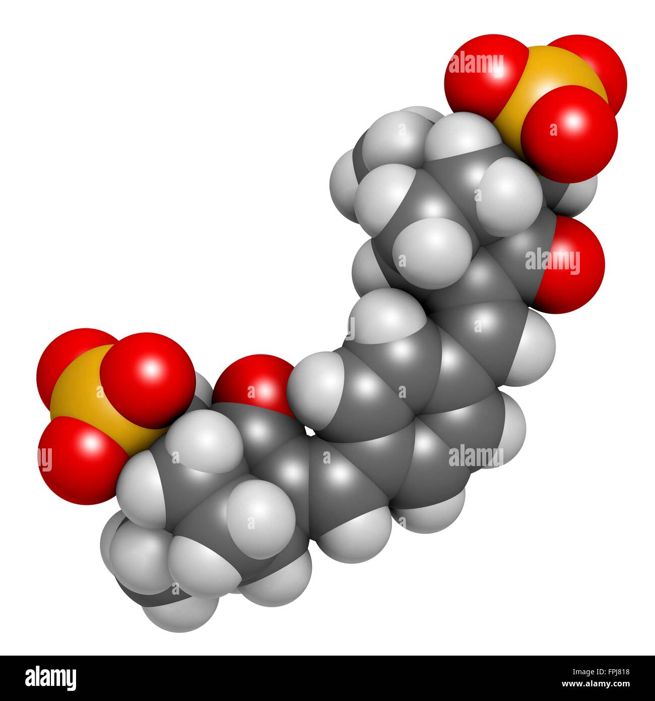 Ecamsule sunscreen molecule (UV filter). Atoms are represented as ...