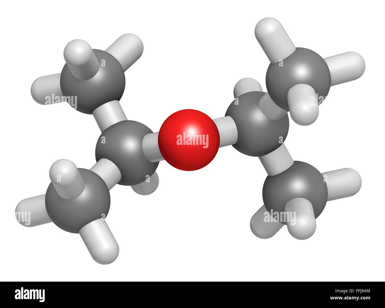 Diisopropyl ether chemical solvent molecule. Atoms are represented as ...