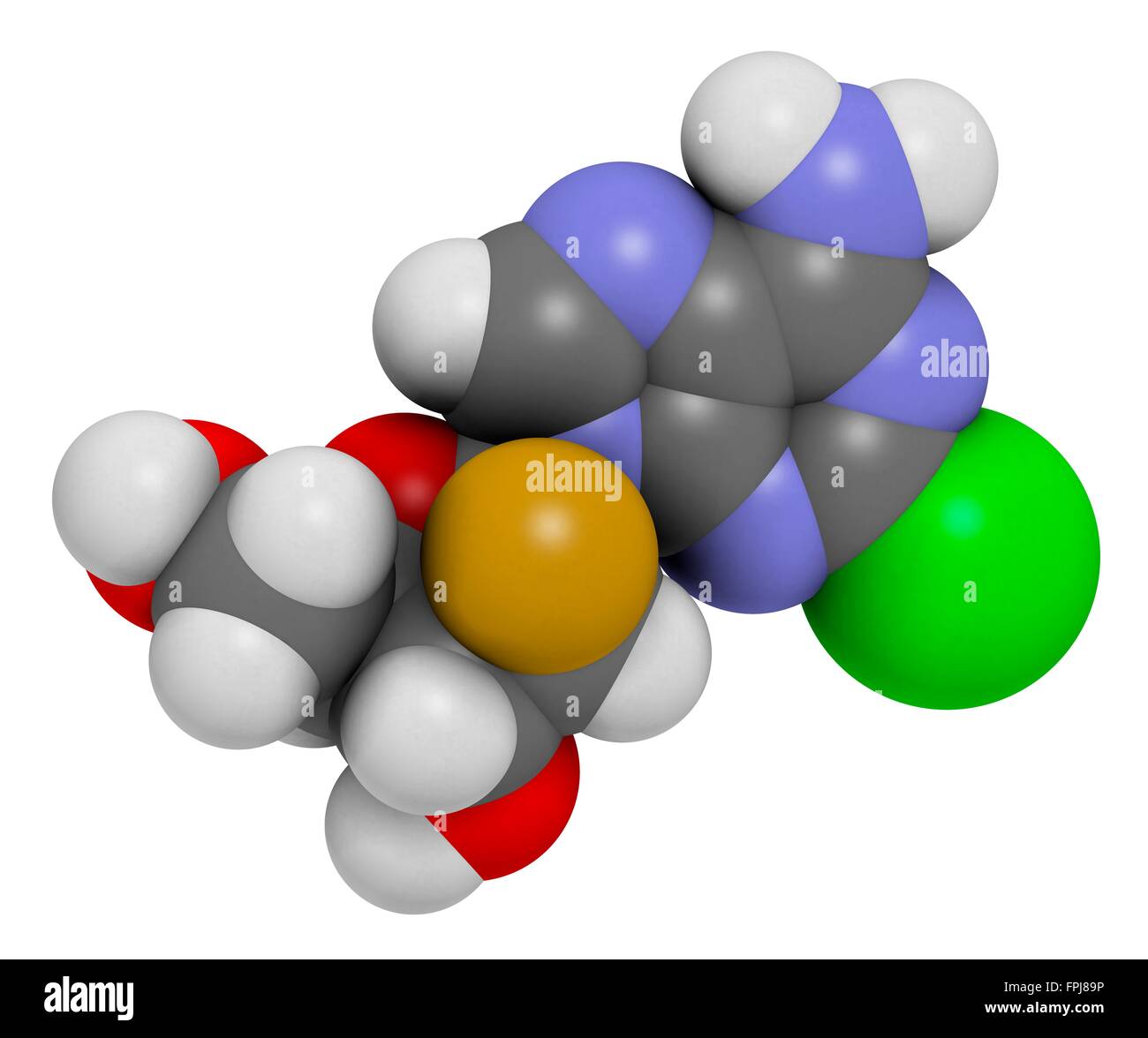 Clofarabine cancer drug molecule (purine nucleoside antimetabolite ...