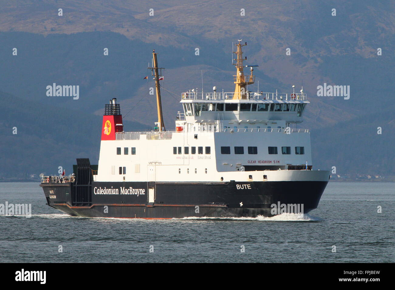 MV Bute, a ferry operated by Caledonian MacBrayne (CalMac), during the ...