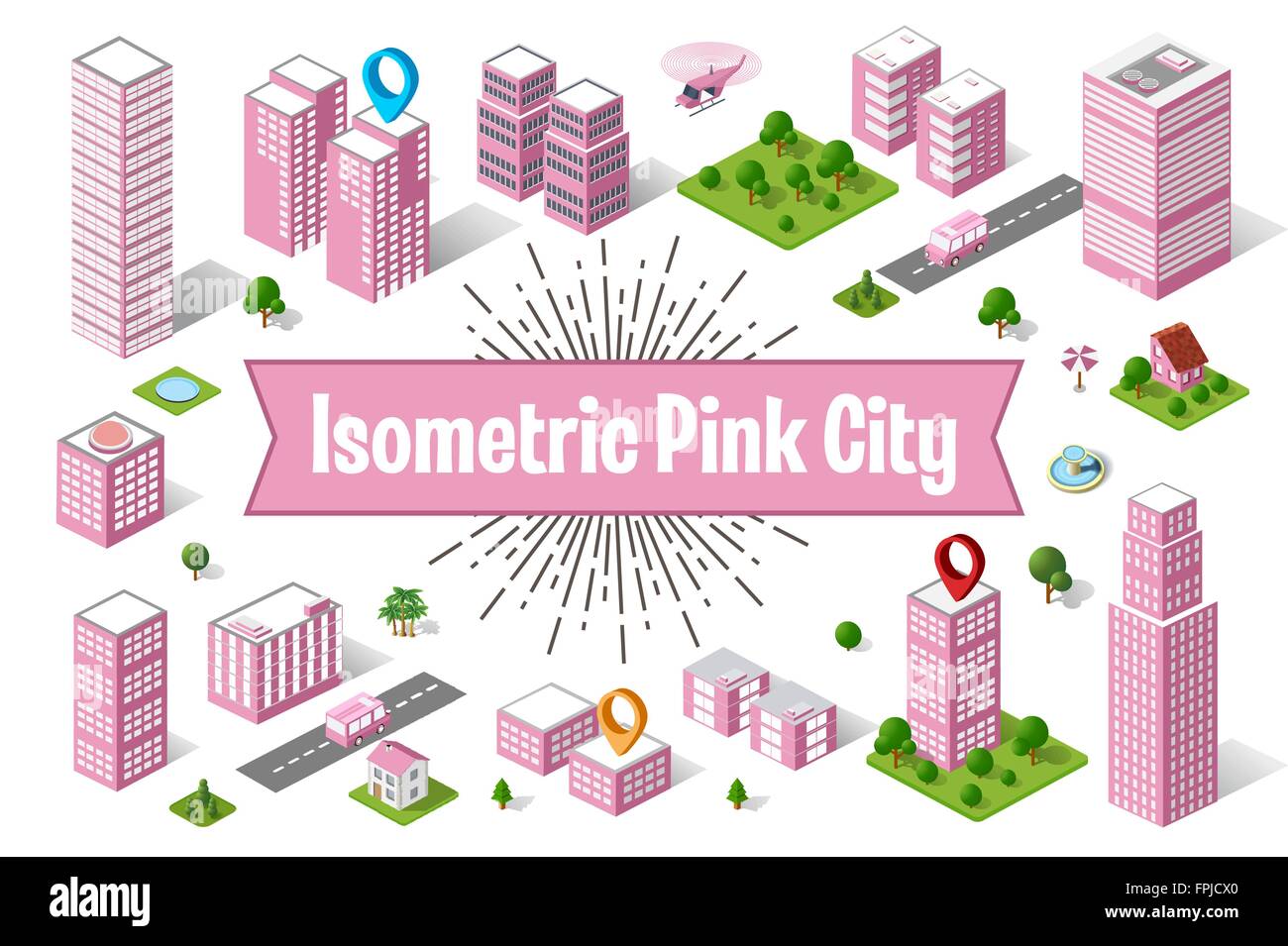 City pink skyscraper Stock Vector Image & Art - Alamy