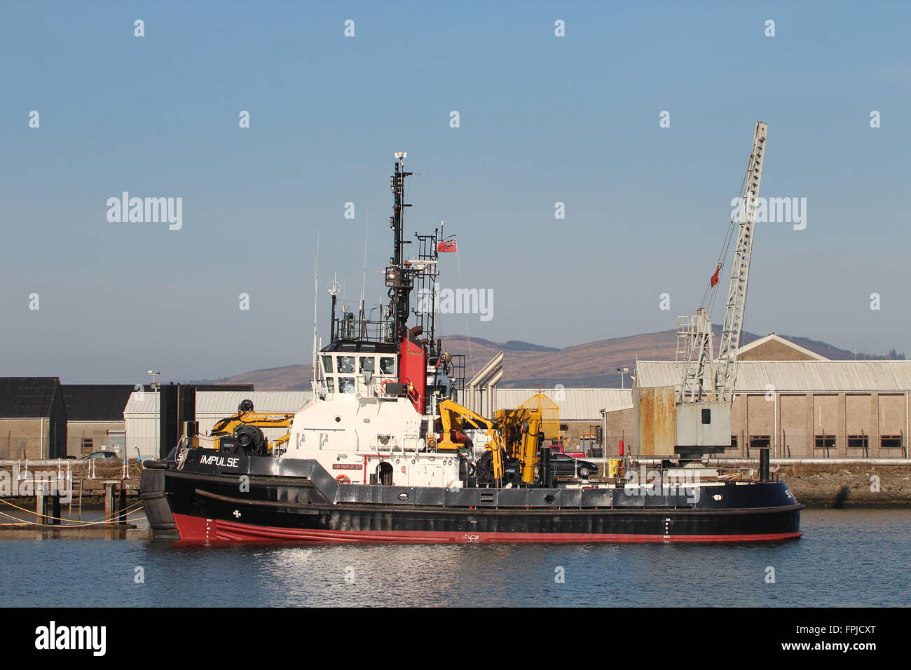 SD Impulse, an Impulse-class tug operated by Serco Marine Services, at Great Harbour in Greenock ...
