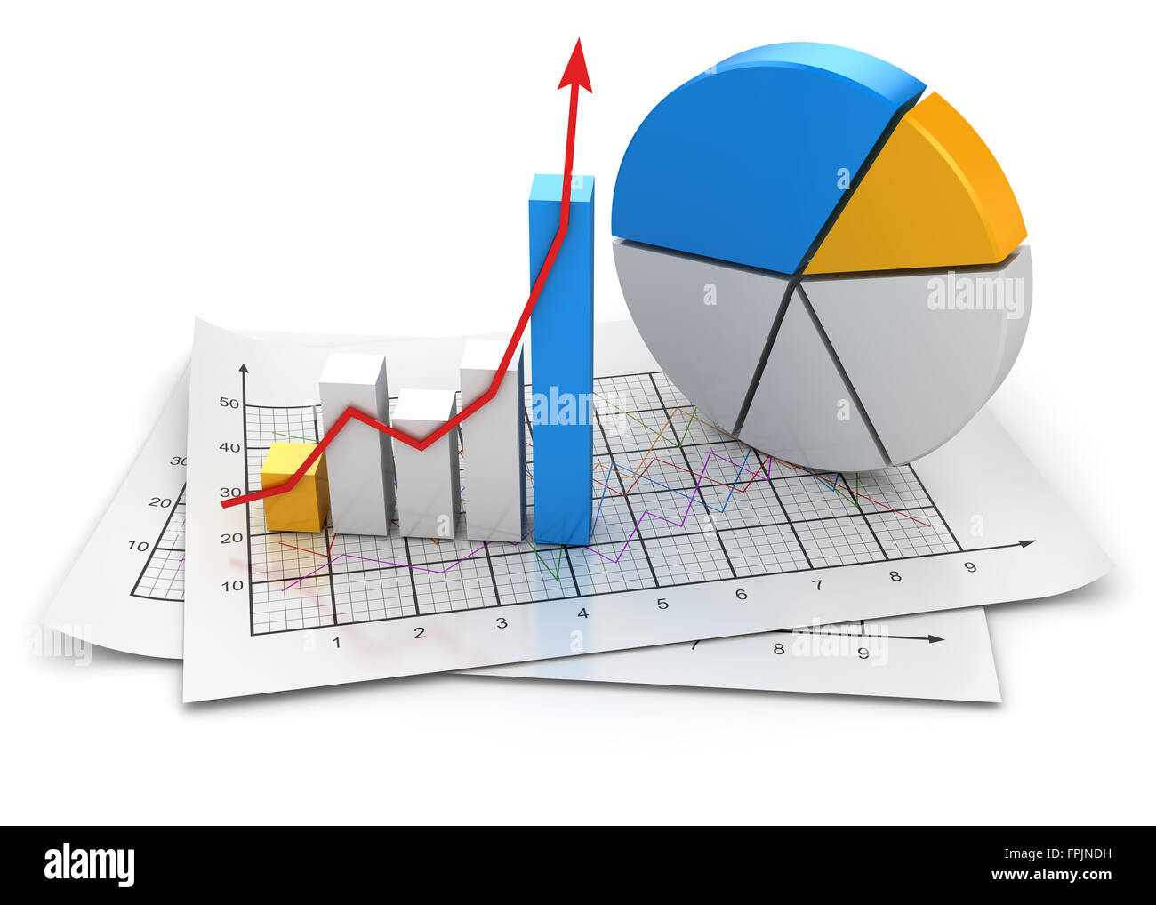 3d render bar chart pie hi-res stock photography and images - Alamy