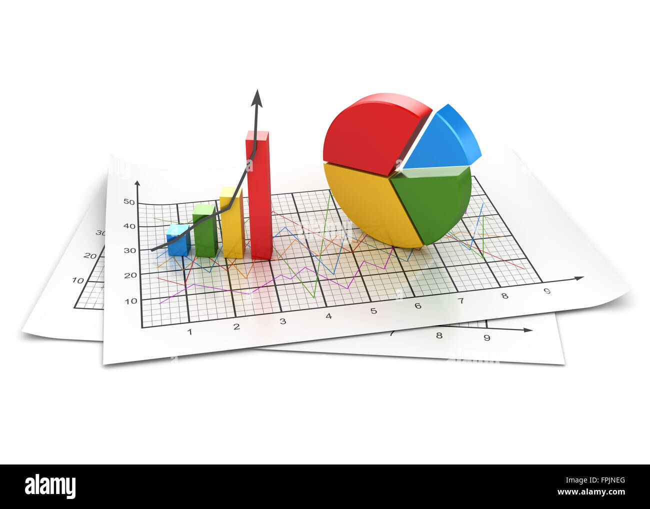 3d render bar chart pie hi-res stock photography and images - Alamy