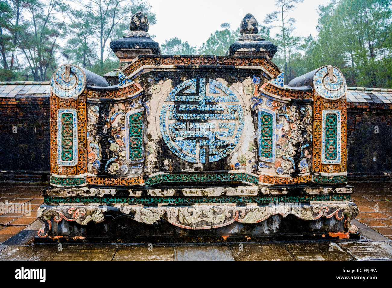 Tu Duc Mausoleum Mosaic Spirit Screen decorated with glazed ceramics ...