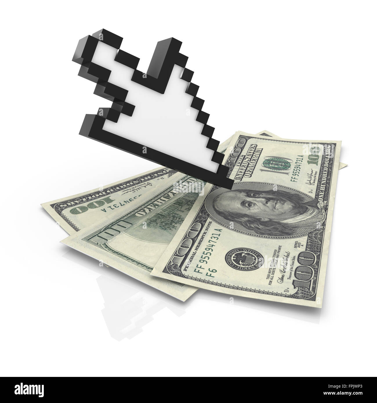 Click to money , 3d rendered image Stock Photo - Alamy