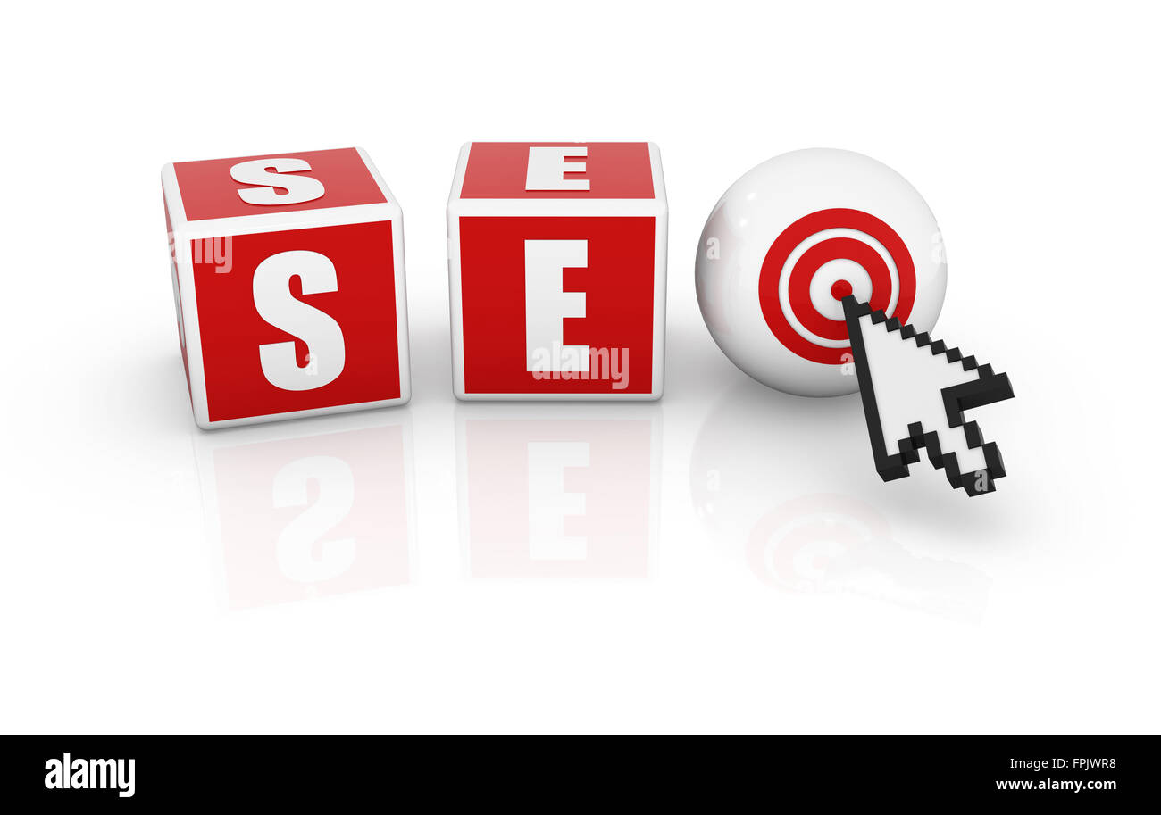 Seo block and arrow cursor Stock Photo - Alamy