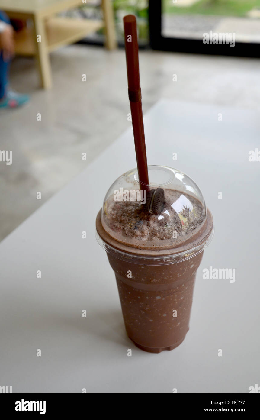 Chocolate frappe smoothie in Coffee shop Stock Photo - Alamy
