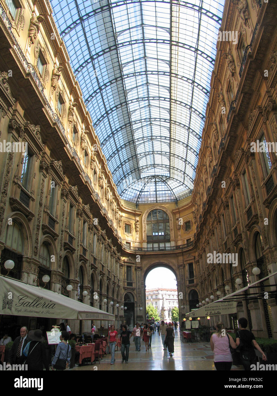 Glass vaulted arcade of The Galleria Vittorio Emanuele II, Milan Stock ...